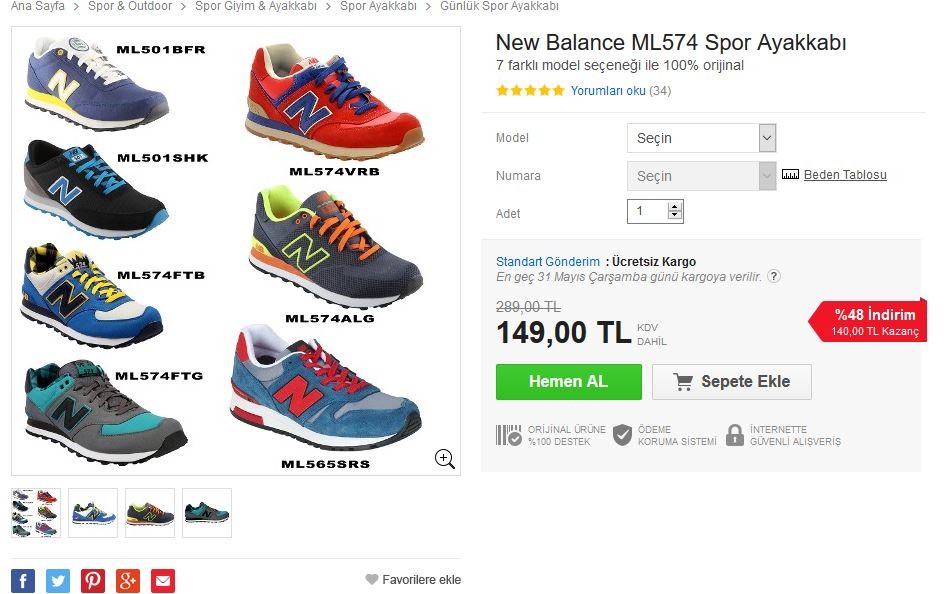 N11 Asics ayakkabı 139 TL, New balance 129 TL- KARGO ÜCRETSİZ ...