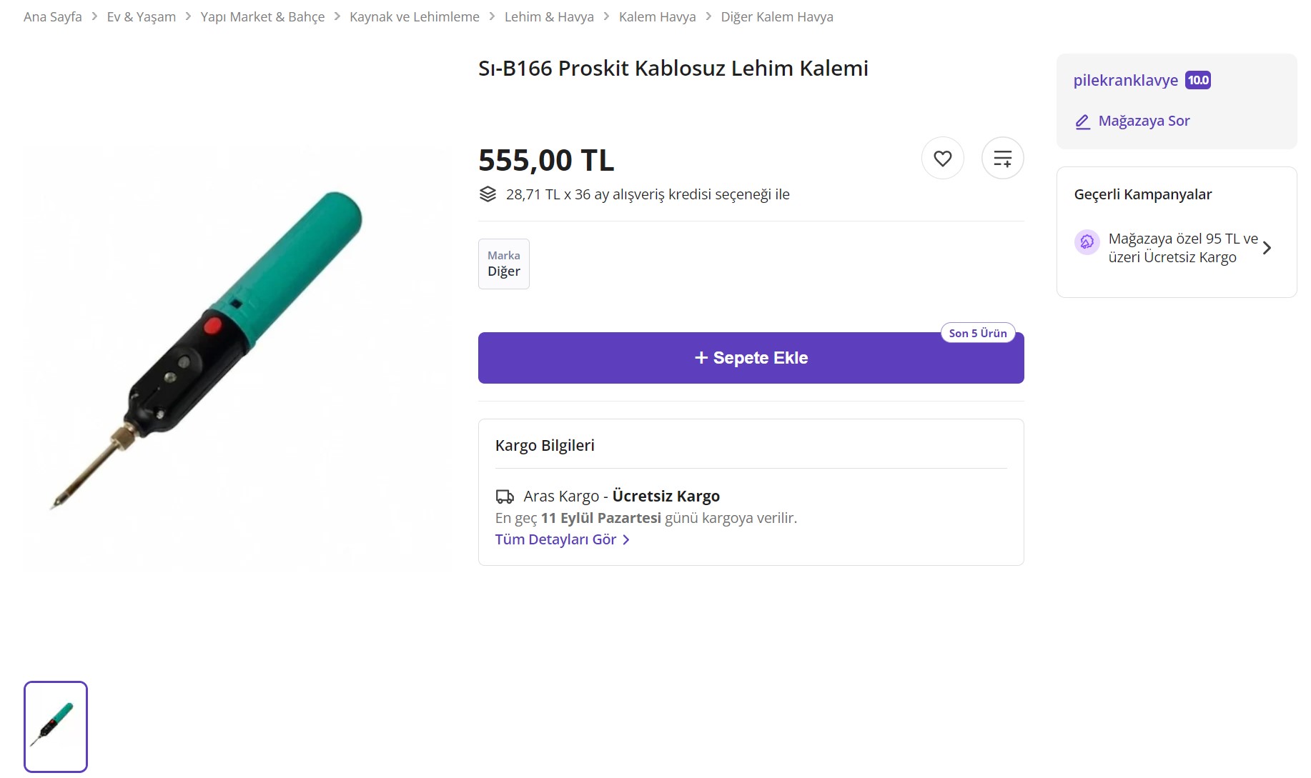 Sı-B166 Proskit Kablosuz Lehim Kalemi 555TL | DonanımHaber Forum